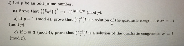 Solved 2) Let p be an odd prime number. a) Prove that ((50)2 | Chegg.com