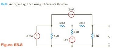Solved E5.8 Find Va in Fig. E5.8 using Thévenin's theorem. | Chegg.com
