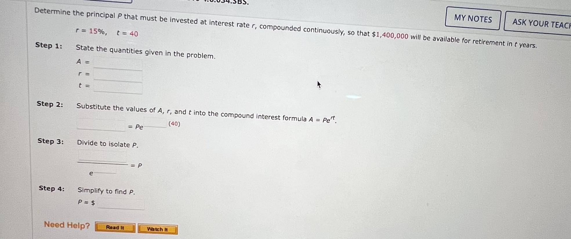 Solved Determine the principal P that must be invested at | Chegg.com