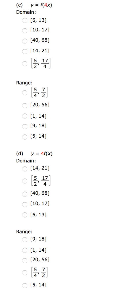 Solved Suppose that f has a domain of [10, 17] and a range | Chegg.com