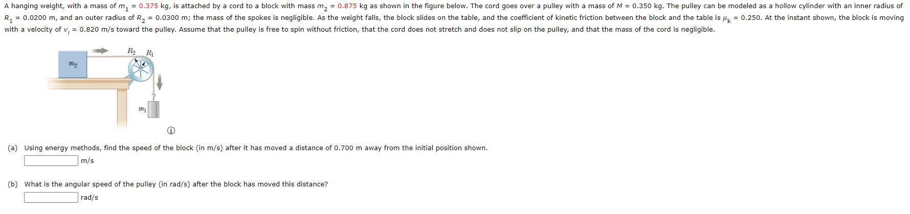 Solved (a) Using energy methods, find the speed of the block | Chegg.com