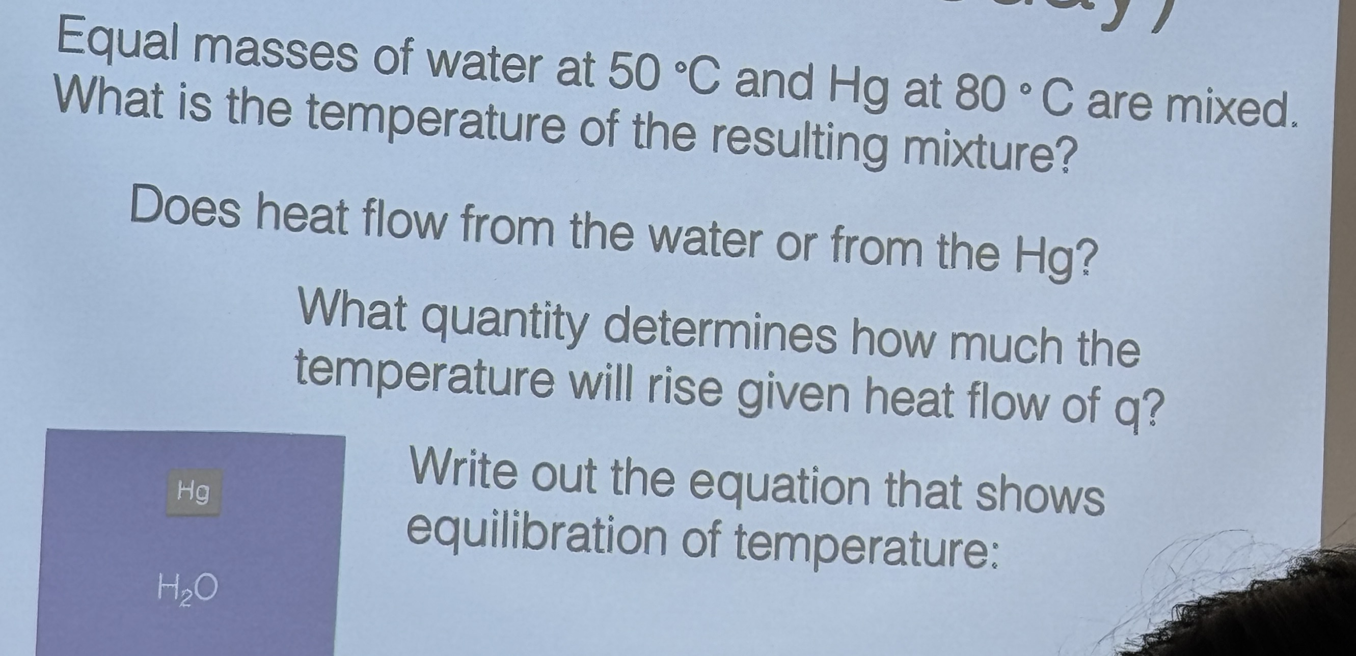Equal masses of water at \( 50^{\circ} \mathrm{C} \) | Chegg.com