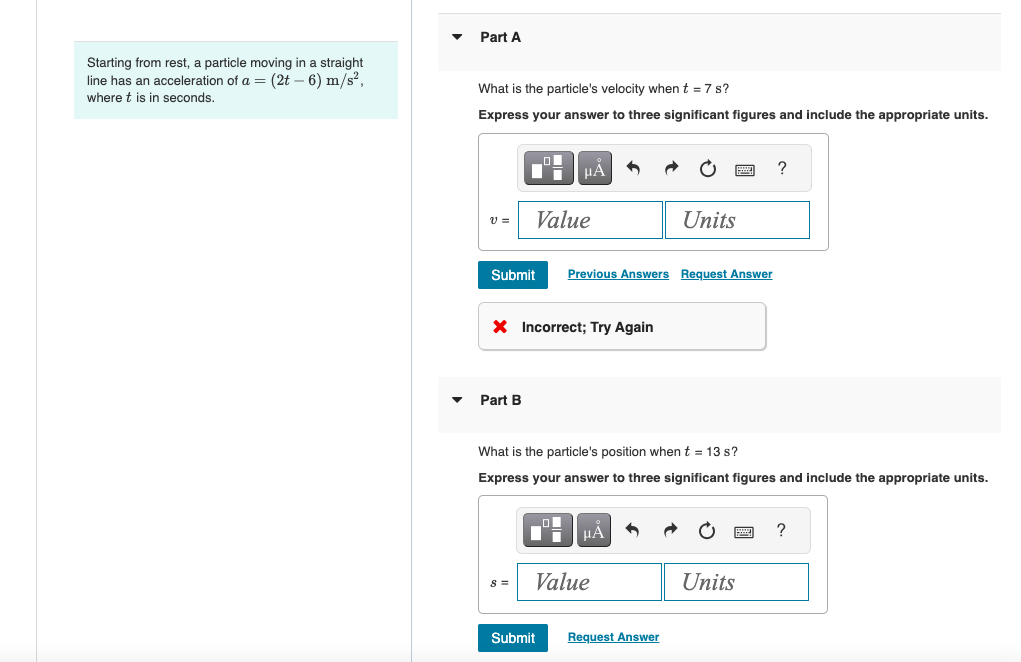 Solved Starting from rest, a particle moving in a straight | Chegg.com