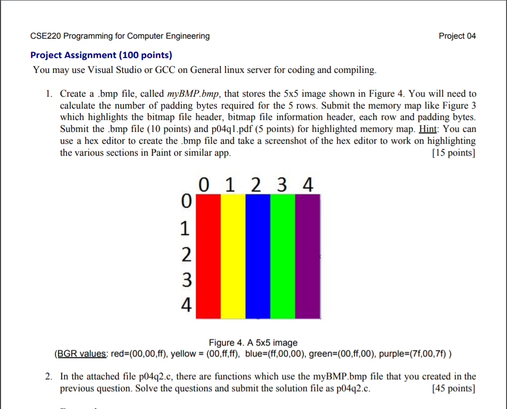 CSE220 Programming for Computer Engineering Project | Chegg.com
