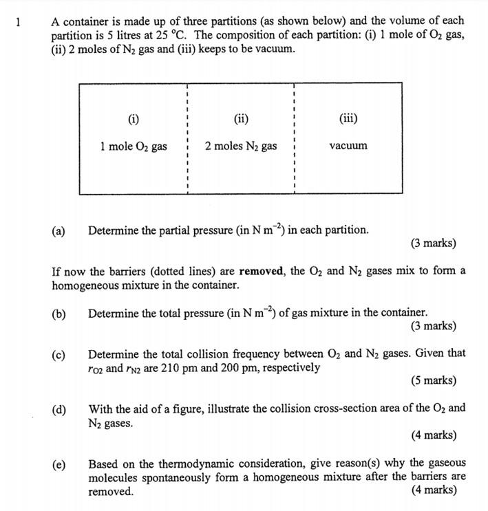 Solved 1 A container is made up of three partitions as shown | Chegg.com
