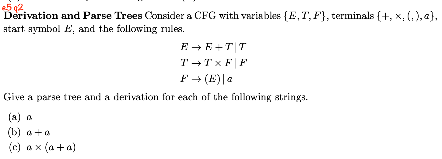 Solved Derivation And Parse Trees Consider A Cfg With 8478