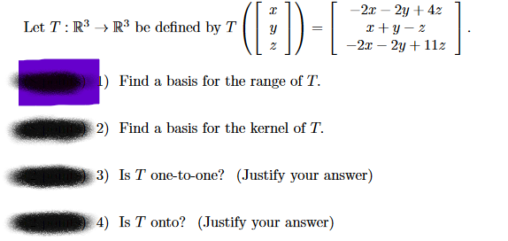 Solved Let T:R3→R3 be defined by | Chegg.com