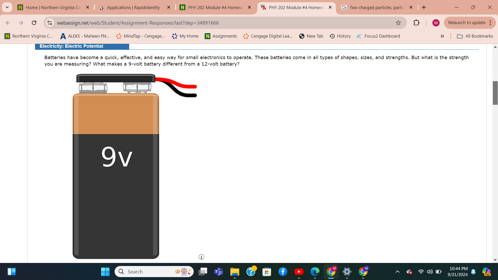 Solved Electricity: = =lectric PotentialBatteries have | Chegg.com