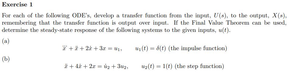Solved Exercise 1For each of the following ODE's, develop a | Chegg.com