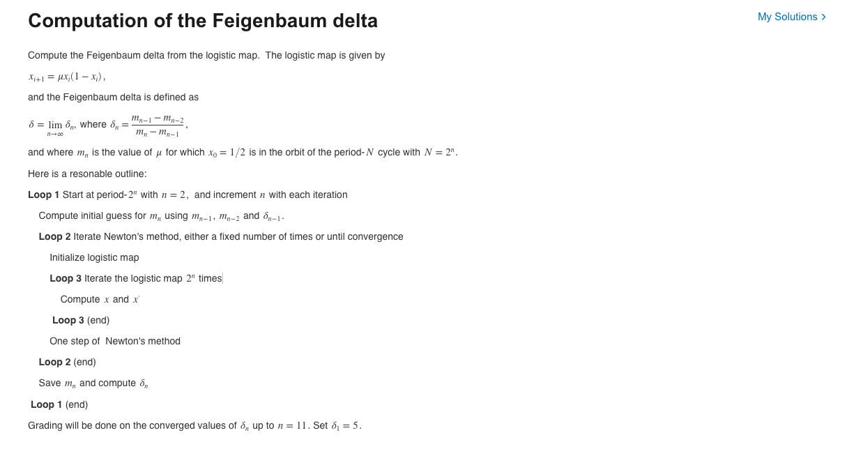 Solved Computation of the Feigenbaum delta Compute the | Chegg.com