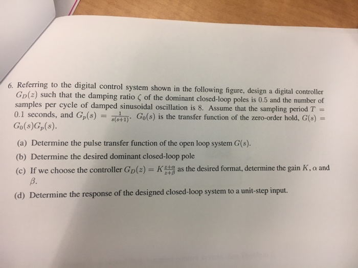 Solved 6. Referring to the digital control system shown in | Chegg.com