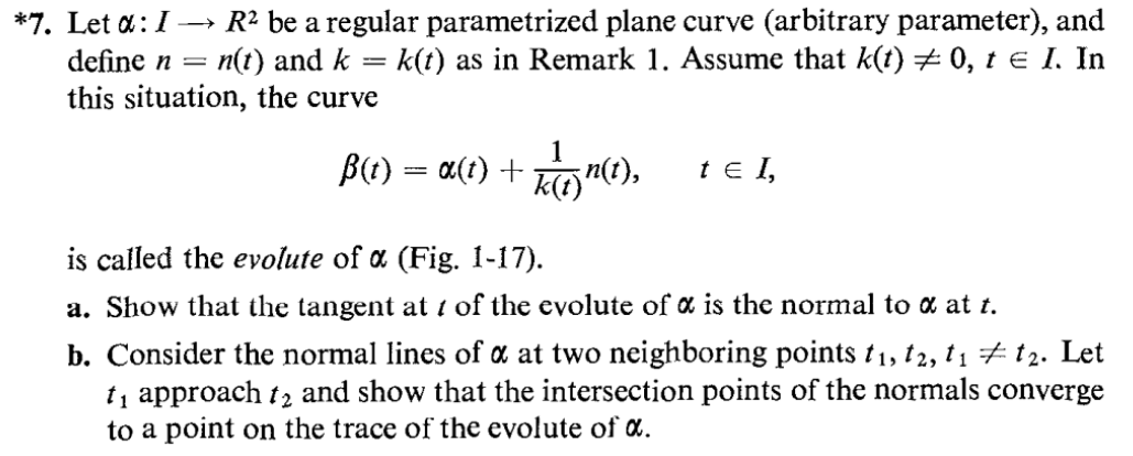 Solved *7. ﻿Let α:I→R2 ﻿be a regular parametrized plane | Chegg.com