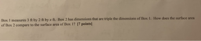 Solved Box I measures 3 ft by 2 ft by r ft. Box 2 has | Chegg.com