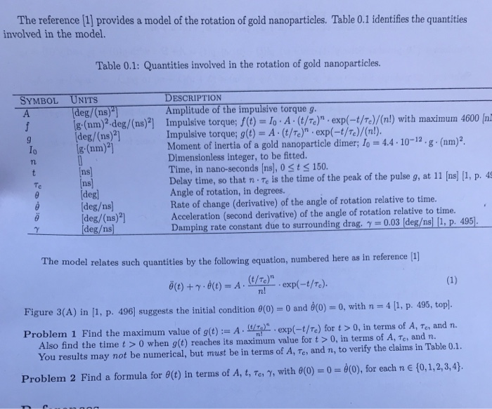 Solved The reference [1] provides a model of the rotation of | Chegg.com
