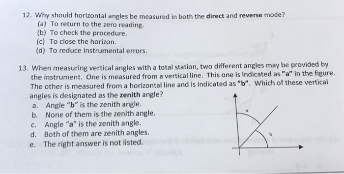 Solved 12. Why should horizontal angles be measured in both | Chegg.com