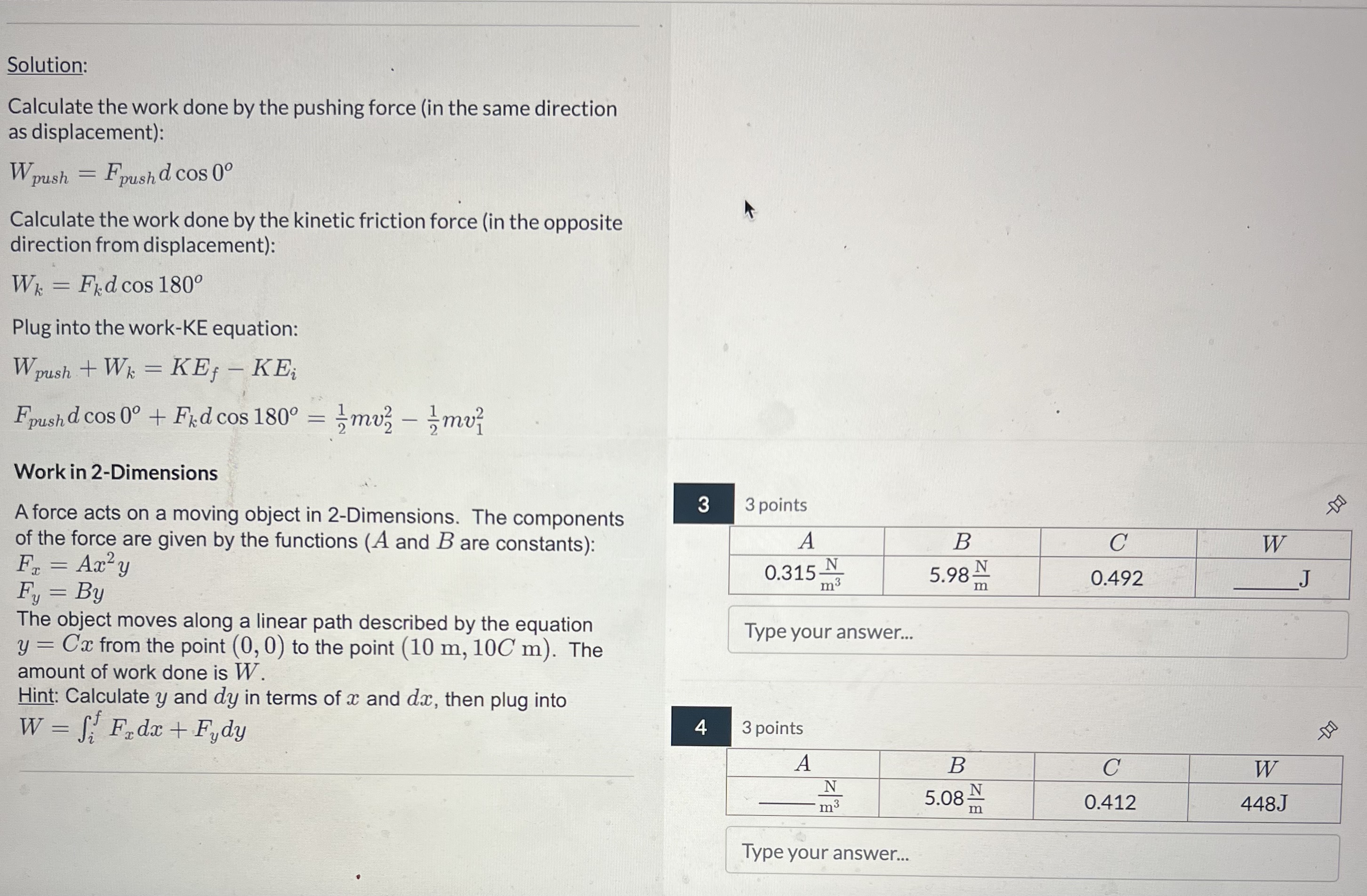 Solved Solution: Calculate the work done by the pushing | Chegg.com