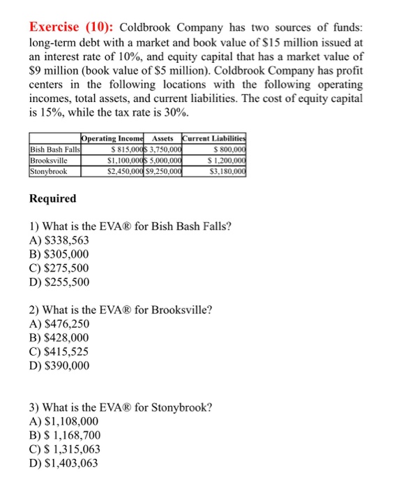 Solved Coldbrook Company has two sources of funds: long-term | Chegg.com