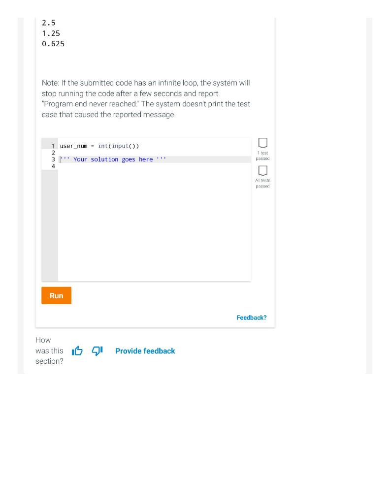Solved Note: If the submitted code has an infinite loop, the | Chegg.com