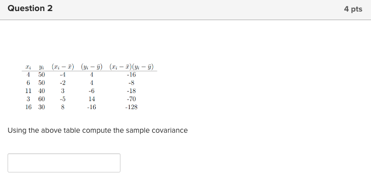 Solved Using The Above Table Compute The Sample