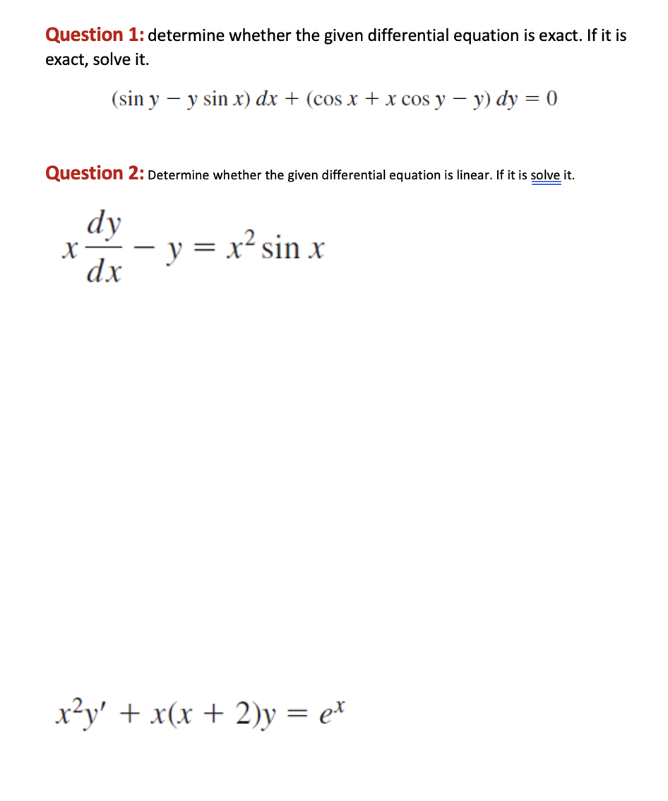 Solved Example: determine whether the given set of functions | Chegg.com