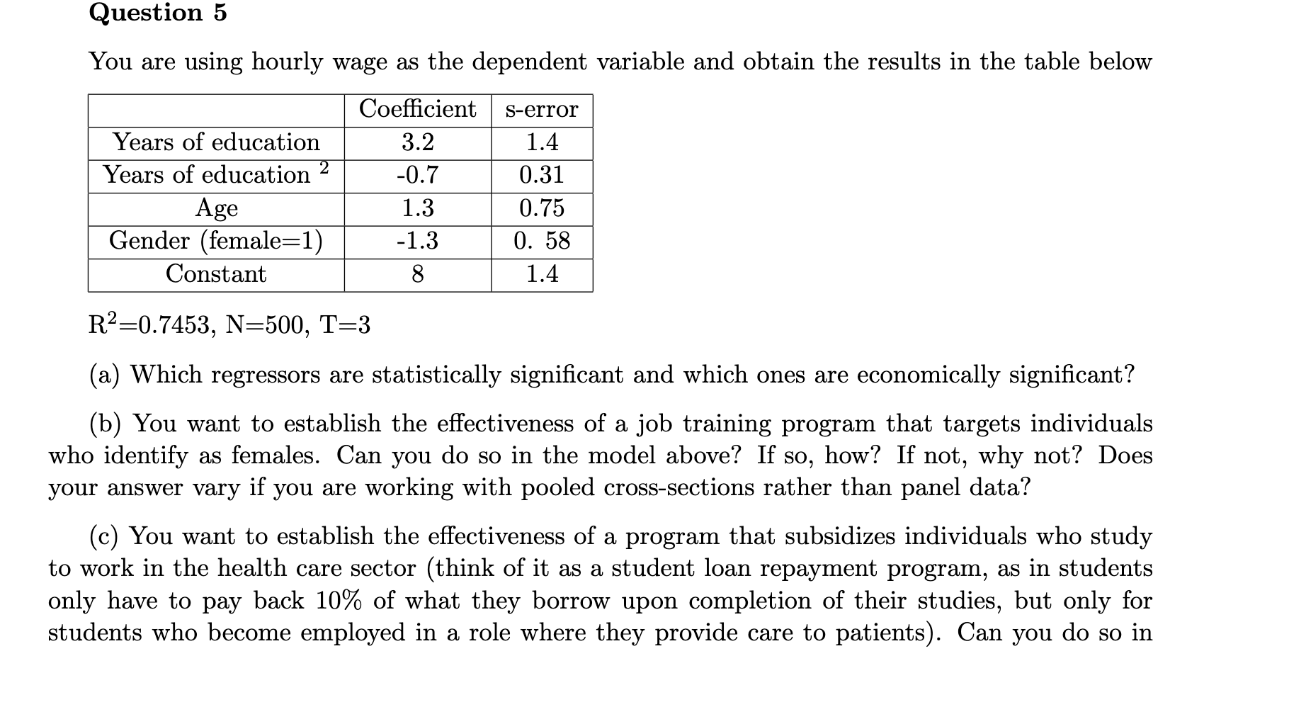Solved You are using hourly wage as the dependent variable | Chegg.com