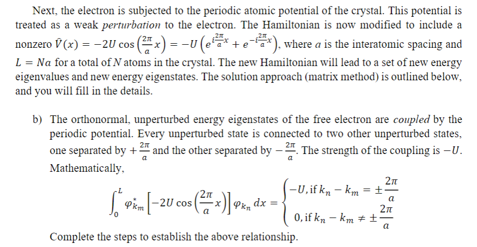 Solved The energy eigenstates and corresponding energy | Chegg.com