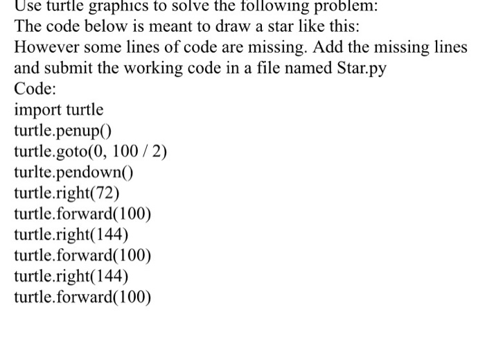 Solved Use turtle graphics to solve the following problem: | Chegg.com