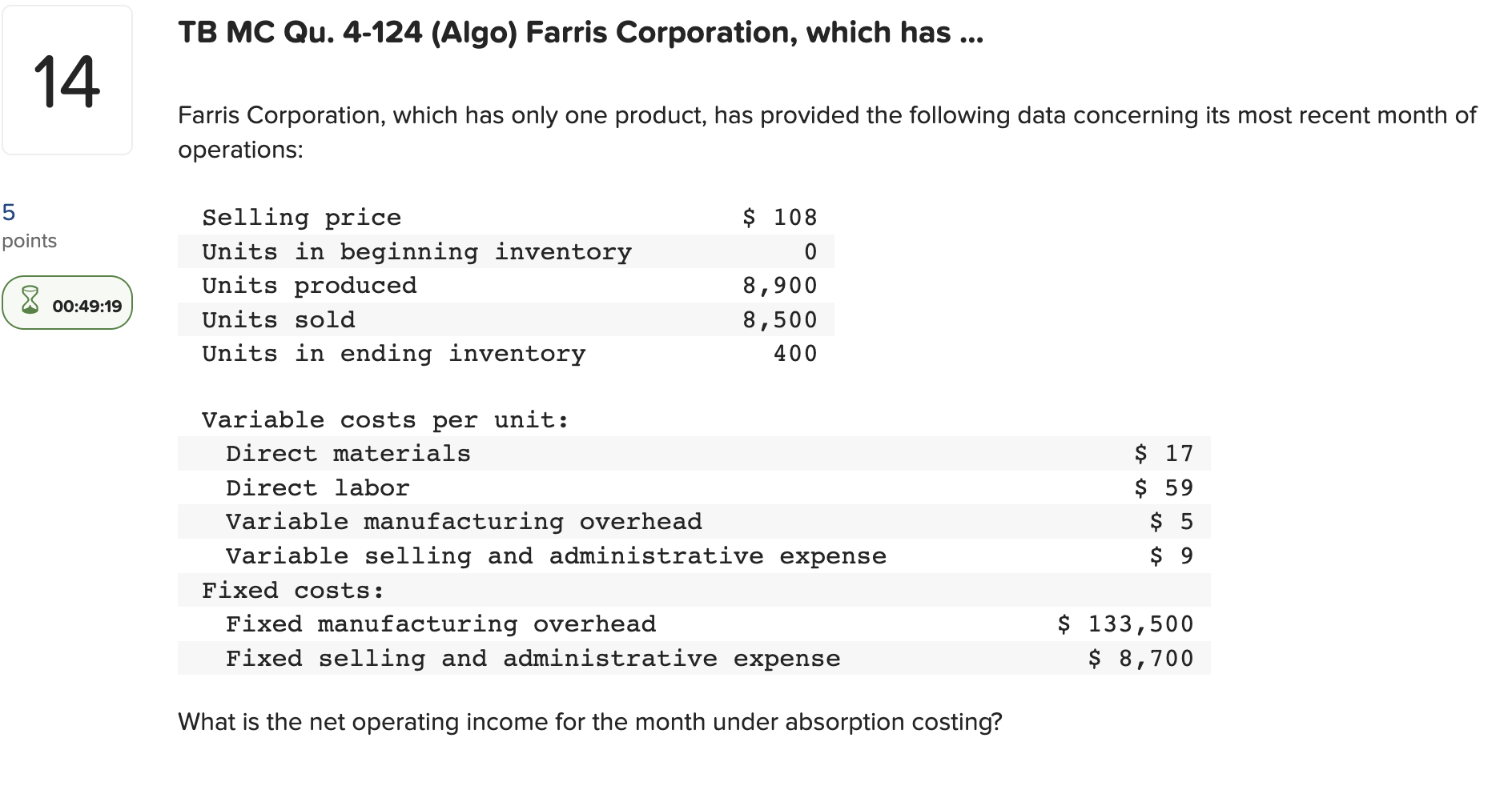 Solved TB MC Qu. 4-124 (Algo) Farris Corporation, which has | Chegg.com Solved TB MC Qu. 4-124 (Algo) Farris Corporation, which has | Chegg.com