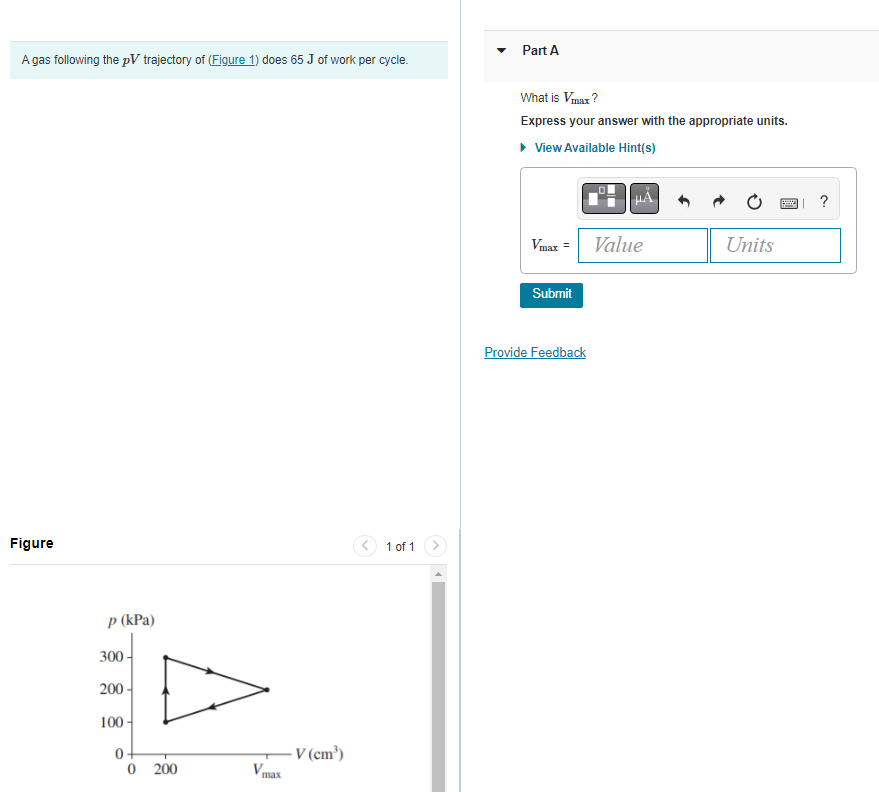 Solved A gas following the pV trajectory of (Figure 1) does | Chegg.com