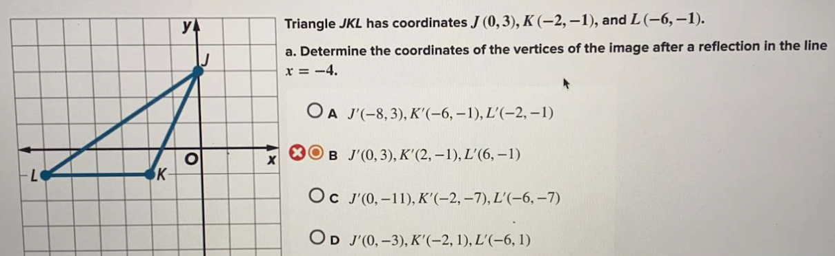 Solved ! y Triangle JKL has coordinates J (0,3), K (-2,-1), | Chegg.com