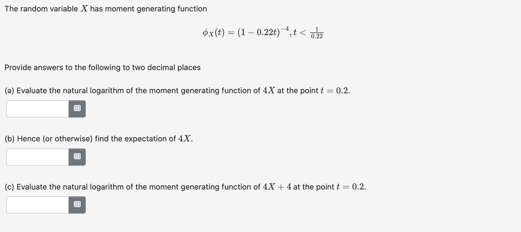Solved The random variable x ﻿has moment generating | Chegg.com
