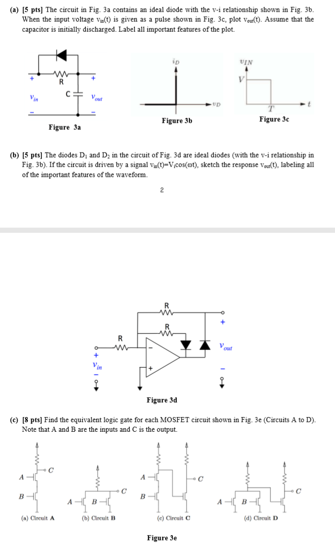 Solved (a) [5 pts) The circuit in Fig. 3a contains an ideal | Chegg.com