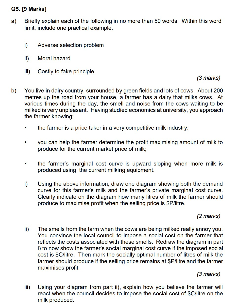 Solved Q5. [9 Marks] a) Briefly explain each of the | Chegg.com