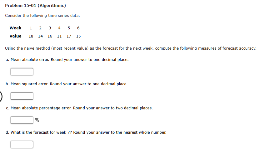 Solved Problem 15-01 (Algorithmic)Consider the following | Chegg.com