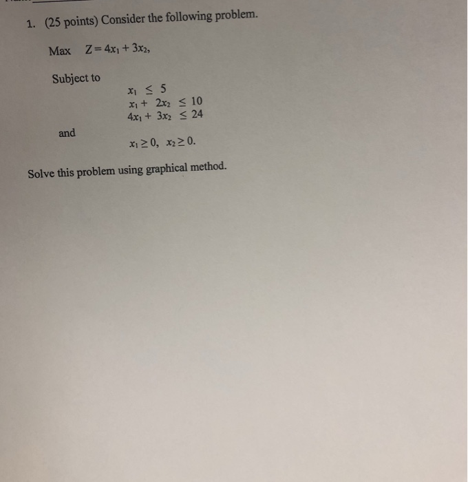 Solved (25 points) Consider the following problem. Max | Chegg.com