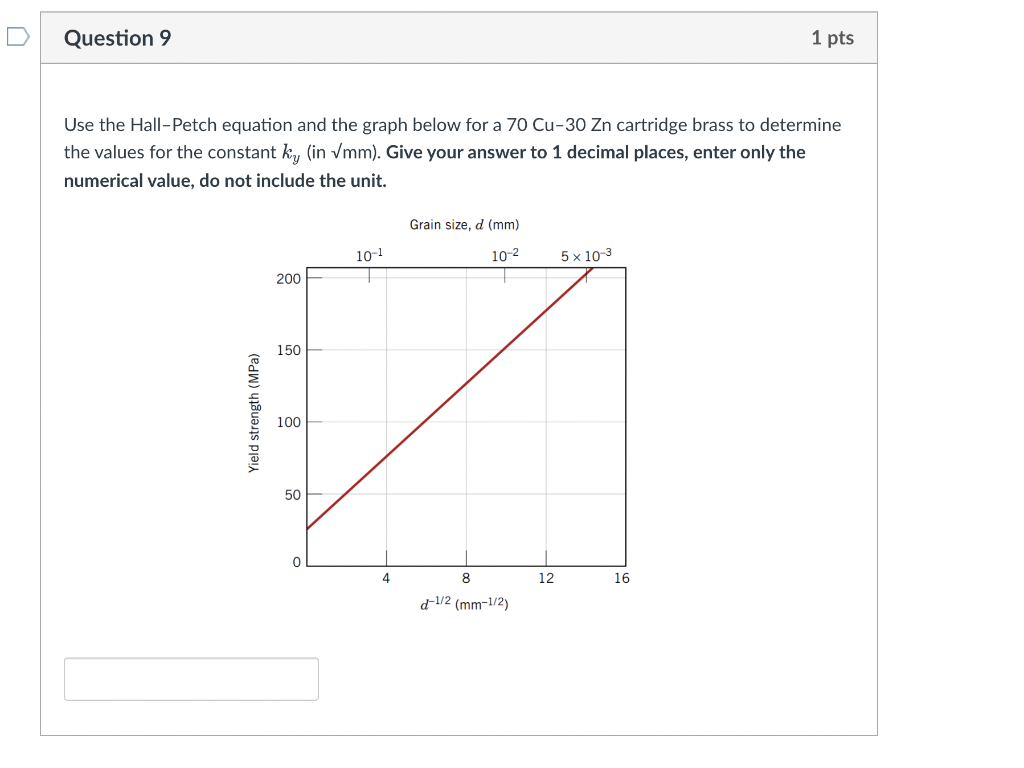 Solved Question 9 1 pts Use the Hall-Petch equation and the | Chegg.com