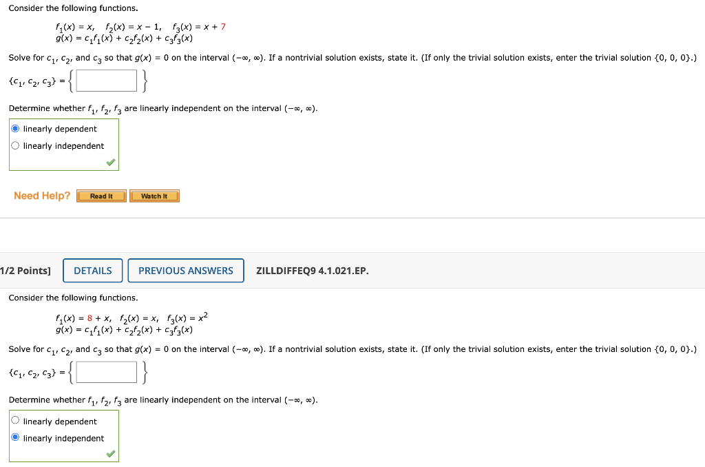 Solved Consider the following functions. | Chegg.com