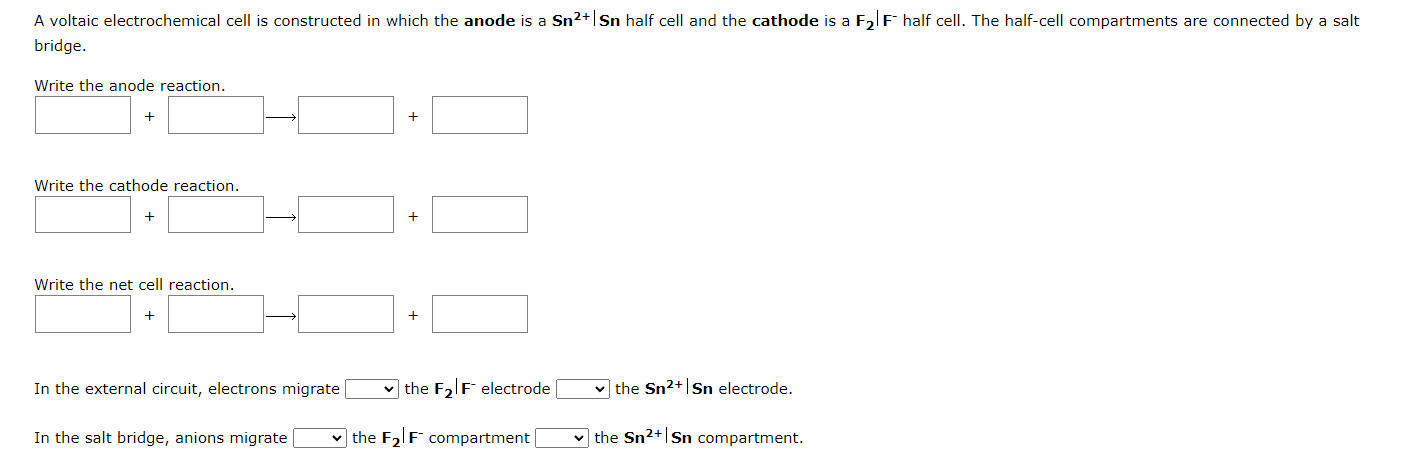 Solved A voltaic electrochemical cell is constructed in | Chegg.com