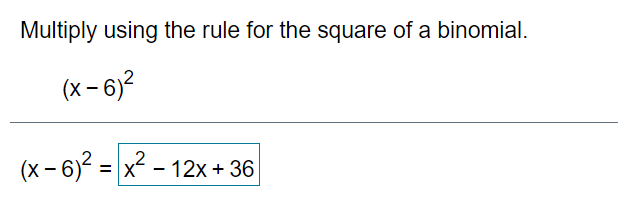 Solved Multiply using the rule for the square of a binomial. | Chegg.com
