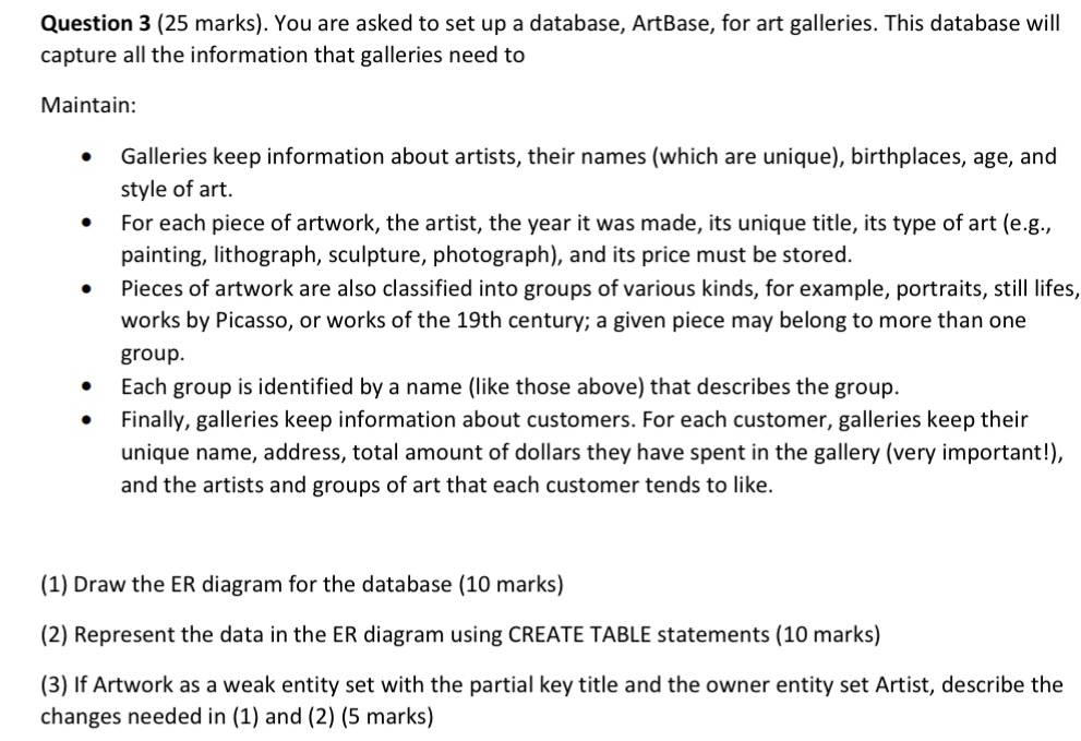 Solved Question 3 (25 marks). You are asked to set up a | Chegg.com