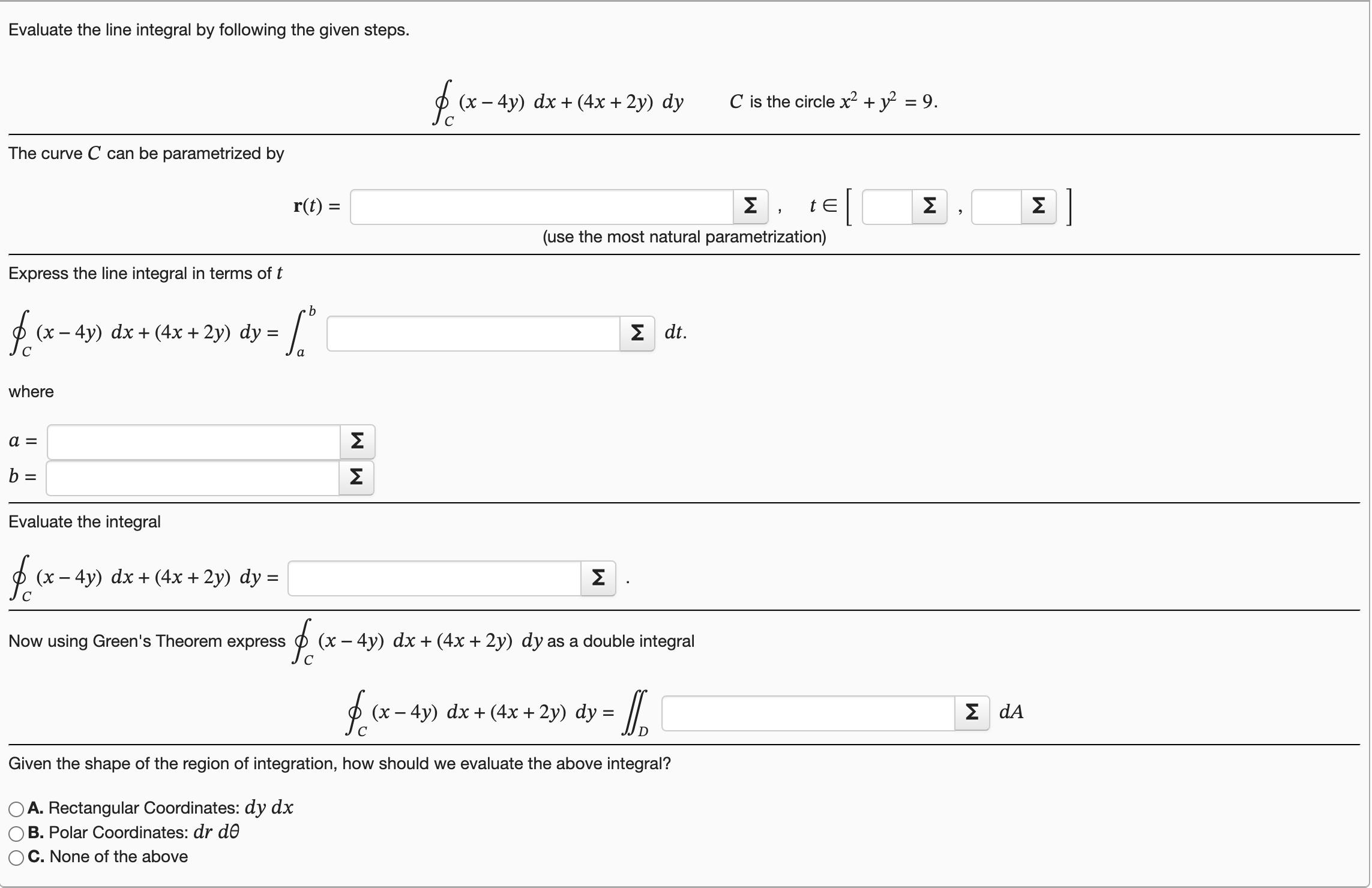 Solved Evaluate the line integral by following the given | Chegg.com