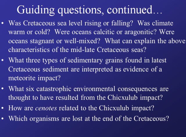 Guiding questions, continued Was Cretaceous sea level | Chegg.com