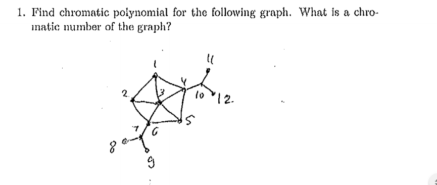 Solved Find chromatic polynomial for the following graph. | Chegg.com