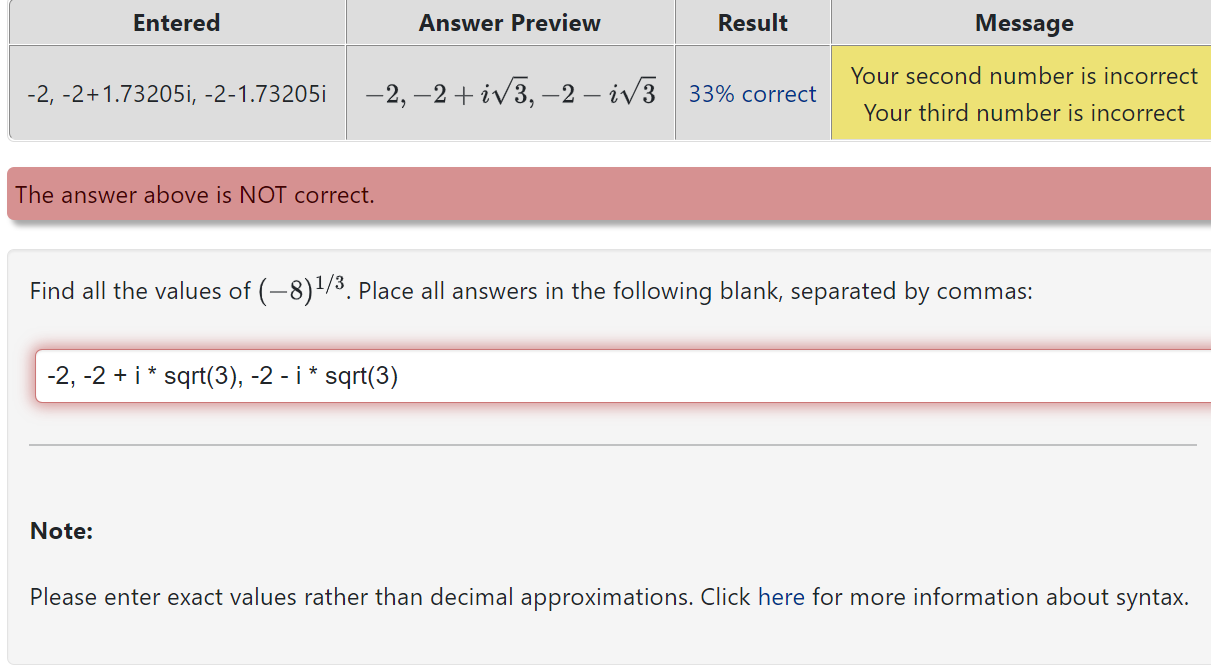 Solved Note: Please enter exact values rather than decimal | Chegg.com