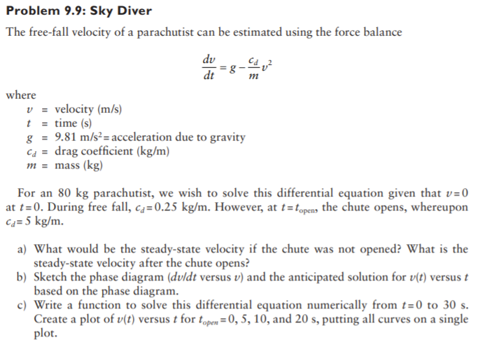The free-fall velocity of a parachutist can be | Chegg.com