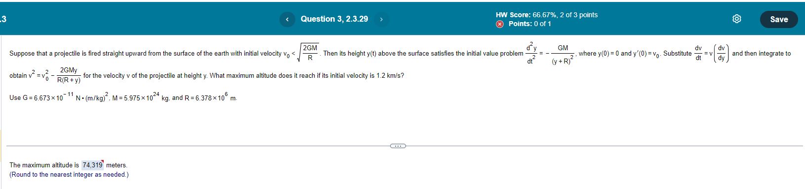 Solved obtain v2=v02−R(R+y)2GMy for the velocity v of the | Chegg.com