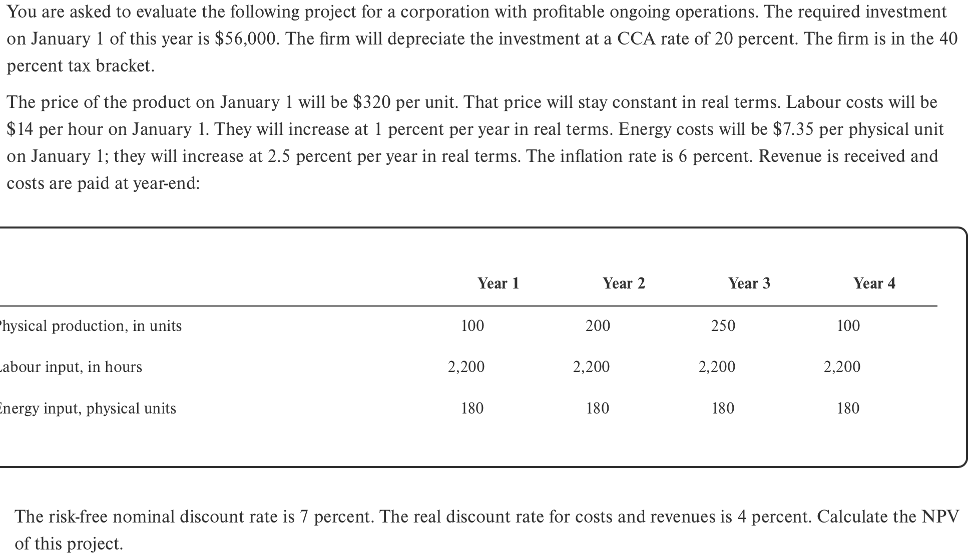 Solved Answer is NPV= 3136.06Dont know how to get the answer | Chegg.com