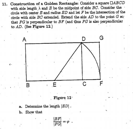 Solved 11. Construction of a Golden Rectangle: Consider a | Chegg.com