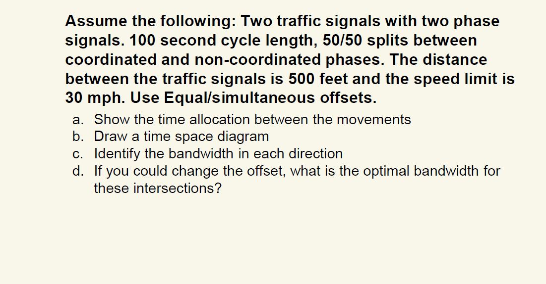 Solved Assume the following: Two traffic signals with two | Chegg.com