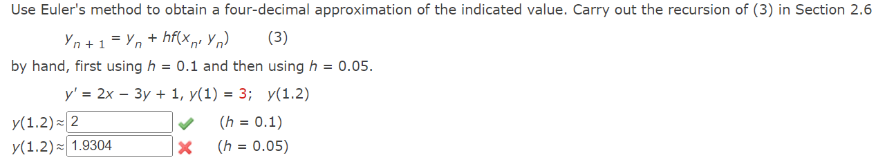 Solved Use Euler's method to obtain a four-decimal | Chegg.com